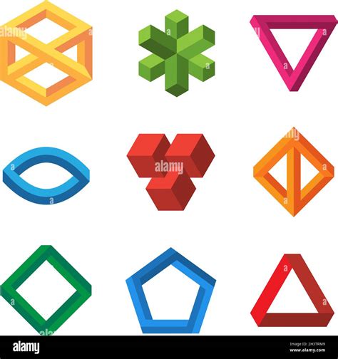 Infinity Illusions Geometry Impossible 3d Shapes Triangles Loop Hexagons Escher Vector