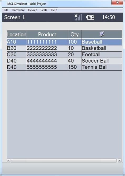 How To Work With Screens Adding Menuselection Controls To A Screen Adding A Grid Control