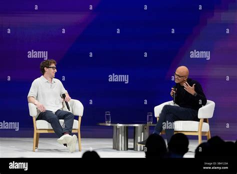 Microsoft Chairman And Ceo Satya Nadella Right Speaks With Meta