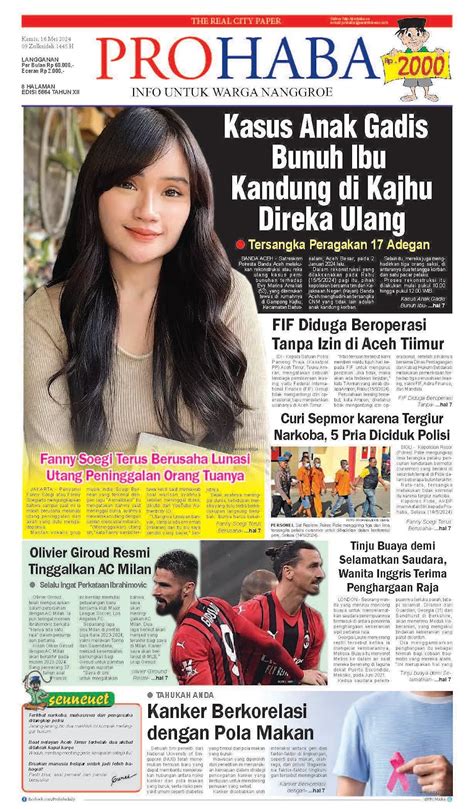 Prohaba Edisi Kamis 16 Mei 2024 Prohaba Jejak Penerbitan Koran