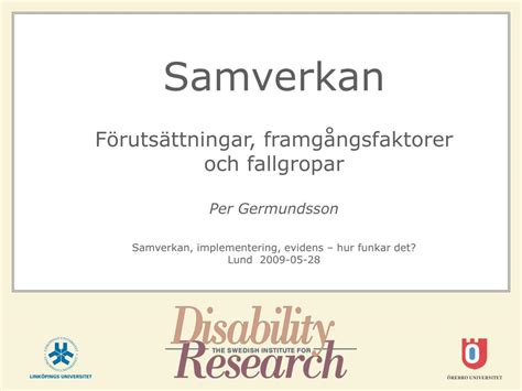 PPT Samverkan Förutsättningar framgångsfaktorer och fallgropar Per
