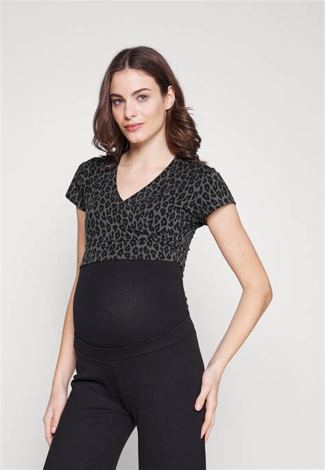 Boob Cropped Top Tricou Cu Imprimeu Greyblackgri Antracit