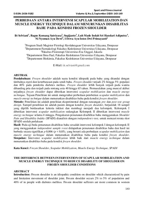 Pdf Perbedaan Antara Intervensi Scapular Mobilization Dan Muscle