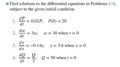 Solved Find Solutions To The Differential Equations In Chegg