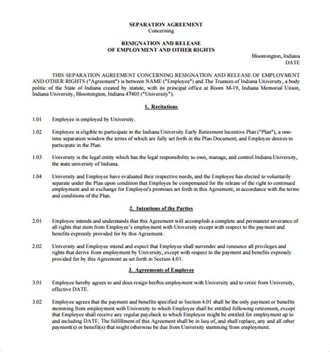 8 Sample Severance Agreements Sample Templates