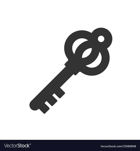 Classic Old Key Icon On White Background Vector Image