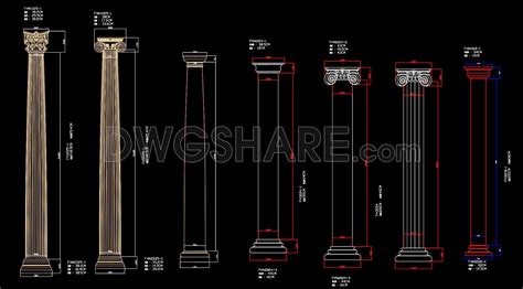 152 Download Detailed Architectural Cad Drawings Of Roman Round Columns