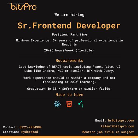 Bitspro On Linkedin Senior Frontend Backend Mobileapp Developers