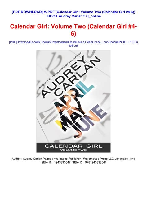 Pdf Calendar Girl Volume Two Calendar Girl 4 6 Book Audrey Carlan