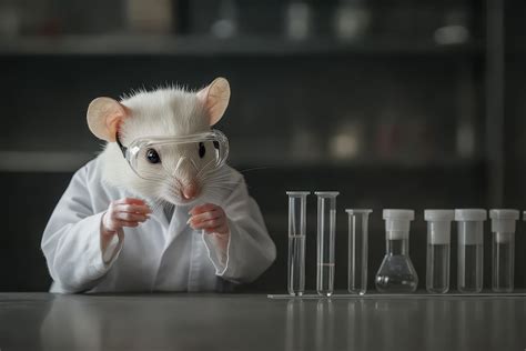 Scientist Rat A Rat In A Lab Coat And Safety Goggles Holding A Test