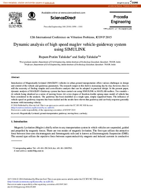 pdf dynamic analysis of high speed maglev vehicle guideway system