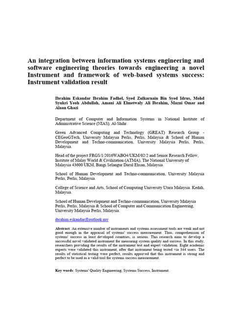 An Integration Between Information Systems Engineering Instrument