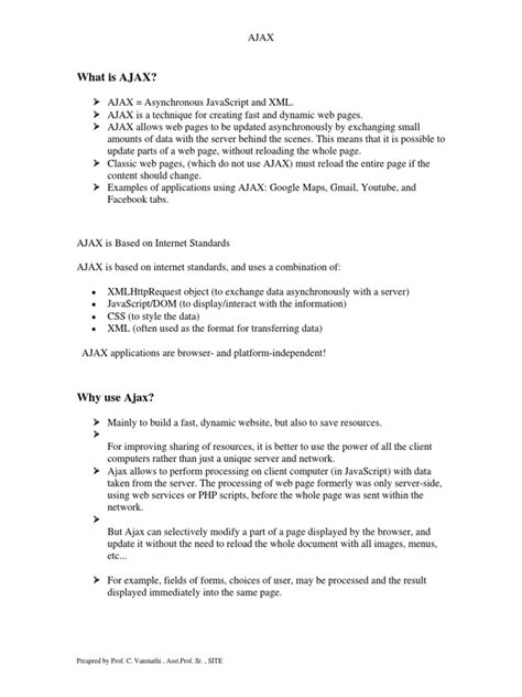 Ajax Notes Pdf Ajax Programming Software Engineering