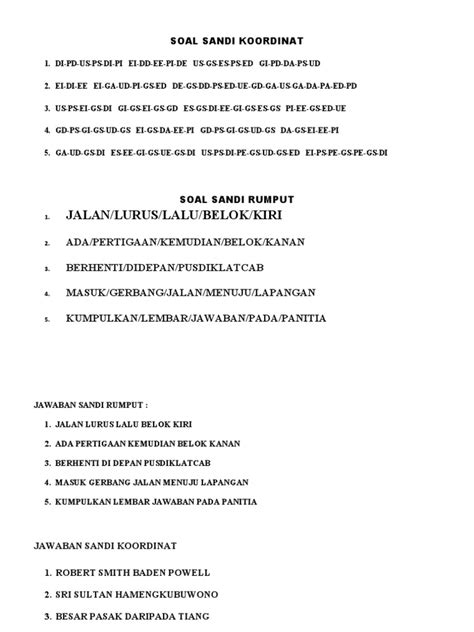Soal Sandi Rumput Dan Koordinat Pdf