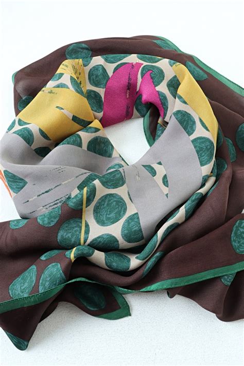 F 빈티지 실크 스카프 이태리원단 프랑스 브라운 헬로마켓