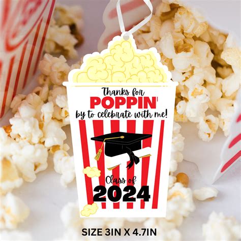 Graduation Popcorn Bag Stickers Printable Graduation 2024 Popcorn Tag