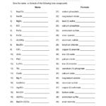 Writing Chemical Formulas And Naming Compounds Worksheet CompoundWorksheets
