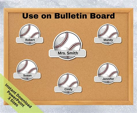 Baseball Name Tags Editable Classroom Decor Digital Download Etsy