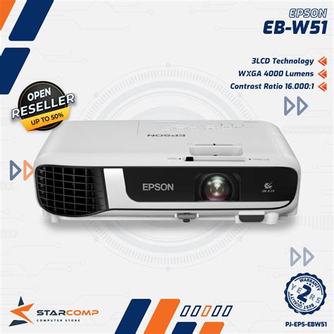 Jual Projector Epson EB-W51 WXGA 3LCD 4000 Lumens Proyektor EBW51 ...