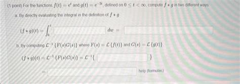Solved Point For The Functions F T Et And G T E T Chegg Com