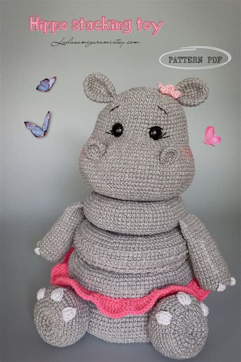 Hippo Stacking Toy Crochet Pattern Amigurumi Safari Animal Etsy