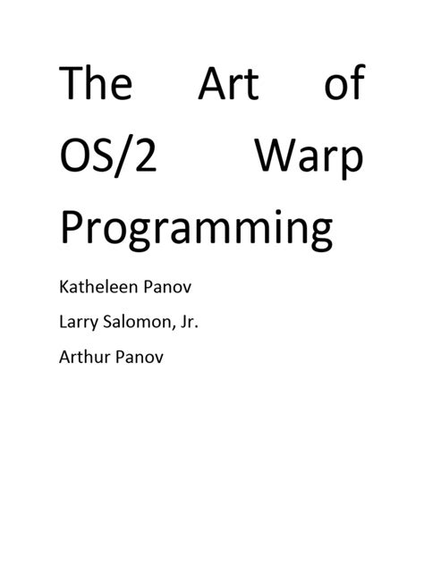The Art Of Os2 Warp Programming Pdf Pointer Computer Programming Operating System