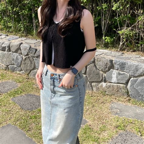 도스밀 부클 브이넥 니트 조끼 베스트 2color