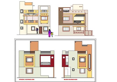 Bungalow Building Structure Detail Elevation 2d View Cad Block Layout Autocad File Artofit