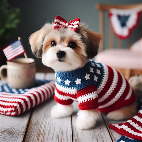 Patriotic Crochet Dog Sweater