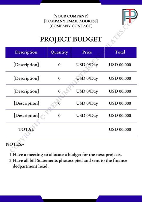 Project Budget Template Printable In PDF And Word Pack Of 2 Budget Template Printable