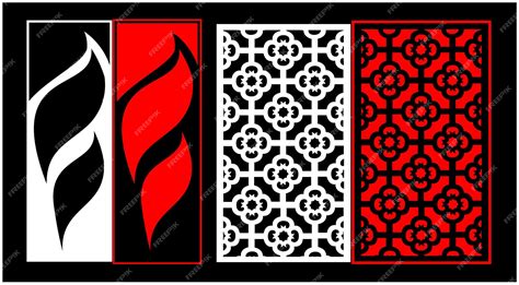 Premium Vector Decorative Wall Panels Set Jali Design Cnc Pattern Laser Cutting Pattern Router