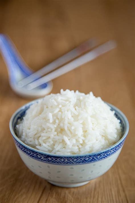 A Bowl Of White Rice Stock Image Image Of Grain Food