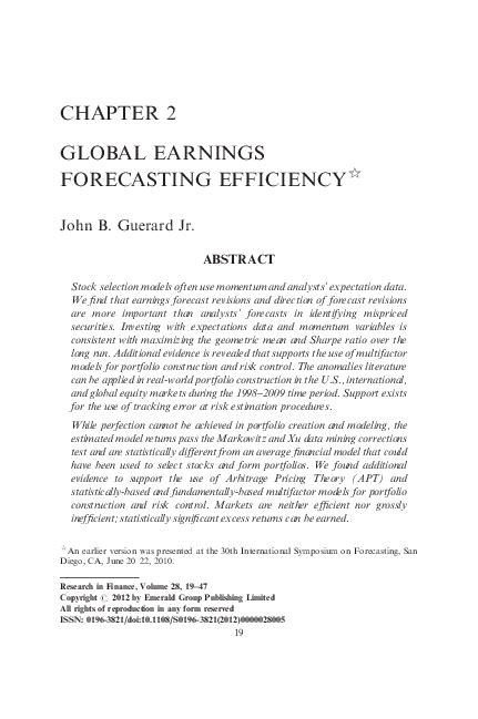Pdf Chapter 2 Global Earnings Forecasting Efficiency