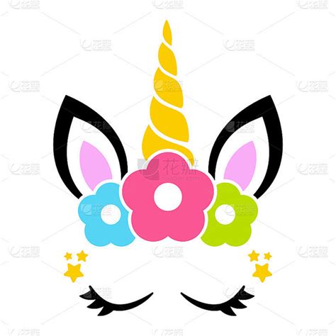 矢量女性独角兽与花插图