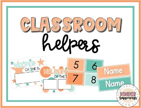 Peachy Mint Class Decor Editable Classroom Helpers By Kinder Happenings