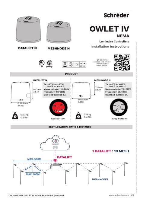 Schreder Owlet Iv Nema Nam Luminaire Controllers Instruction Manual