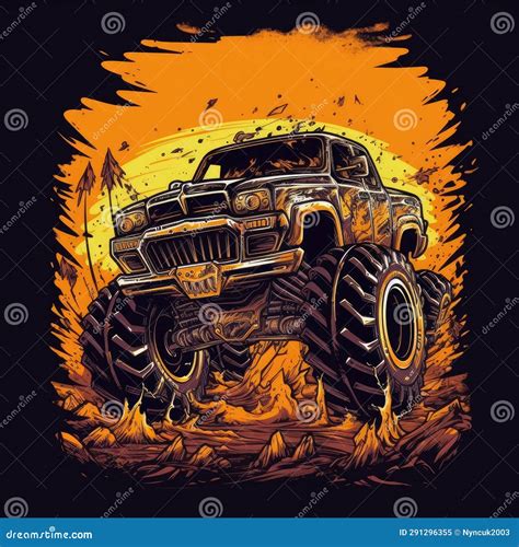 Mad Max Car Mosnter Truck Tshirt Design Mockup Printable Cover Tattoo