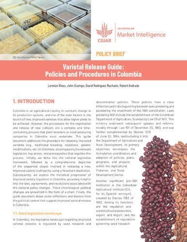 Varietal Release Guide Policies And Procedures In Colombia Cgiar