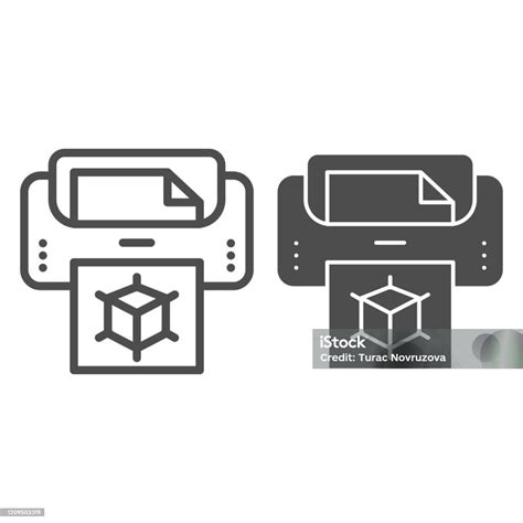 문서 줄과 글리프 아이콘이 있는 3d 프린터 흰색으로 격리된 기계 벡터 그림을 인쇄합니다 웹 및 앱을 위해 설계된 3d 기술