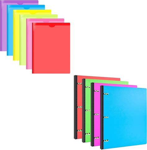 Amazon Com Pcs Heavy Duty Plastic Pocket Folder With Prongs And Clear Front Pocket Pcs