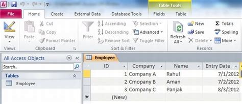 Overview A Table In Access