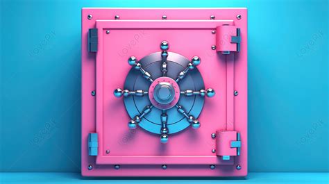 놀라운 3d 렌더링 안전한 금고 문에 분홍색 달러 기호가 있는 이중톤 파란색 배경 홍색 배경 놀라 배경 달러 배경 이미지 Hd 홍색 놀라 달러 배경 사진 무료