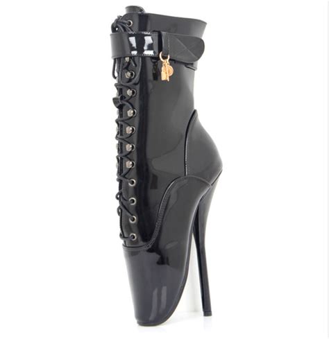 Ballettstiefel Extrem 7 Hoher Heel Stiletto Patent Knöchel