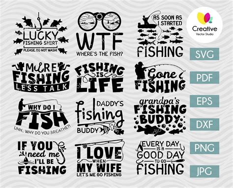 Fishing SVG Bundle Cut File Images Creative Vector Studio
