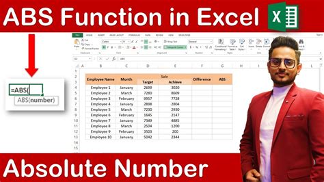 Abs Function In Excel Absolute Number Youtube