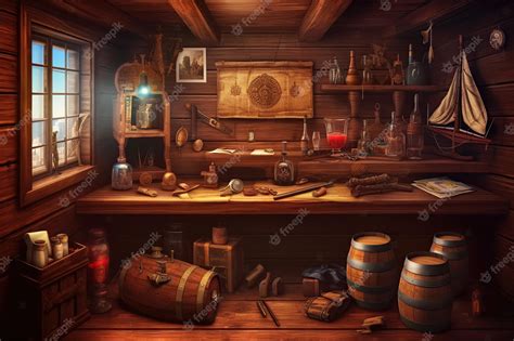 Premium Ai Image Pirate Ship Cabin Ai Art