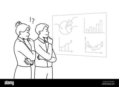 Pensive Businesspeople Look At Board Brainstorming On Financial Ideas Thoughtful Employees