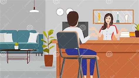 Sentada De Recepcionista De Una Joven Ilustración Del Vector