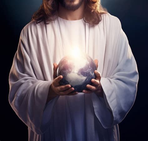 Jesus Holds Earth Promising Salvation To All Souls Stock Illustration