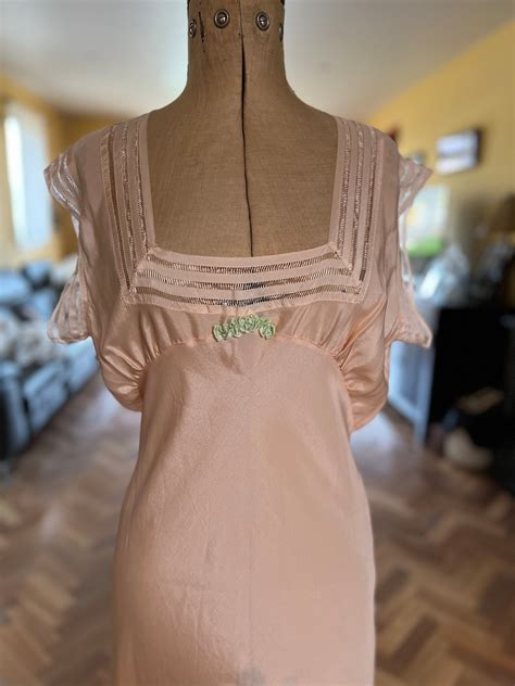 1930s Silk Lingerie Dress With Embroidered Fagoting On Bodice Etsy